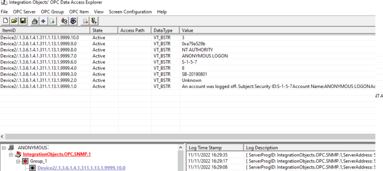 How to configure OPC Server for SNMP | Integration objects
